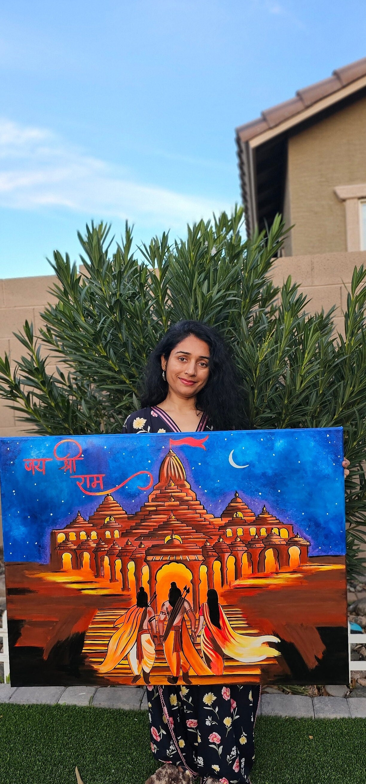 Ayodhya Shri Ram Mandir Painting on Canvas, Indian Art, Wall Home Decor ...