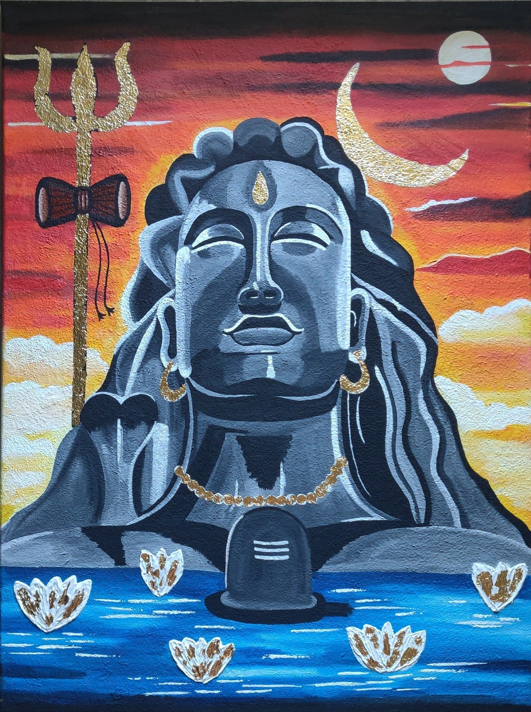 Shiva Adiyogi , Mahadev Modern Contemporary Painting, Indian Art - Etsy
