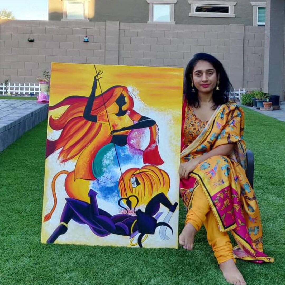 Maa Durga Painting , Navratri , Durga Shakti , Modern Durga Maa - Etsy