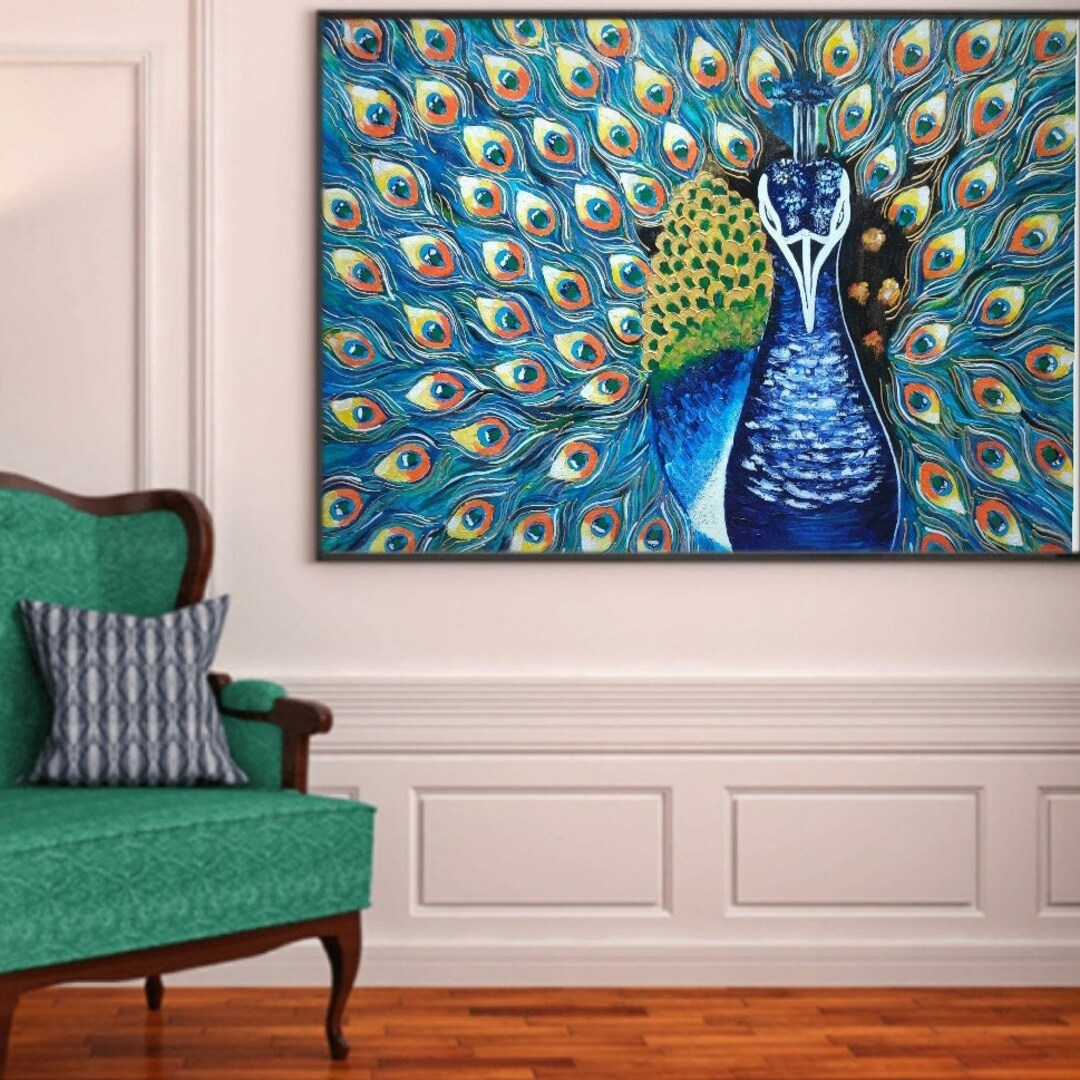 Beautiful Peacock Painting,modern, Contemporary Art, Peacock, 3D Art - Etsy