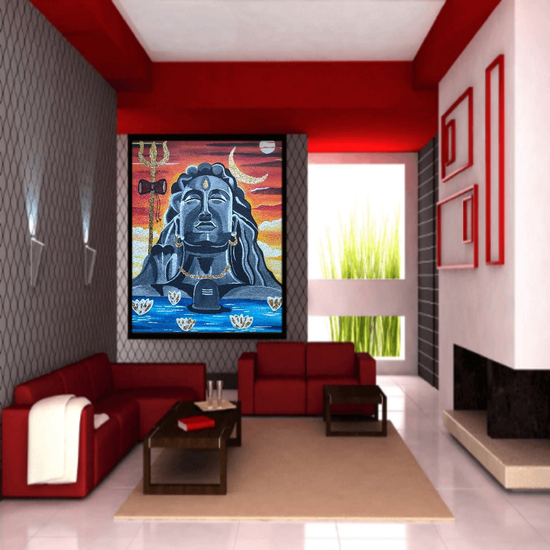 Shiva Adiyogi , Mahadev Modern Contemporary Painting, Indian Art, Wall ...