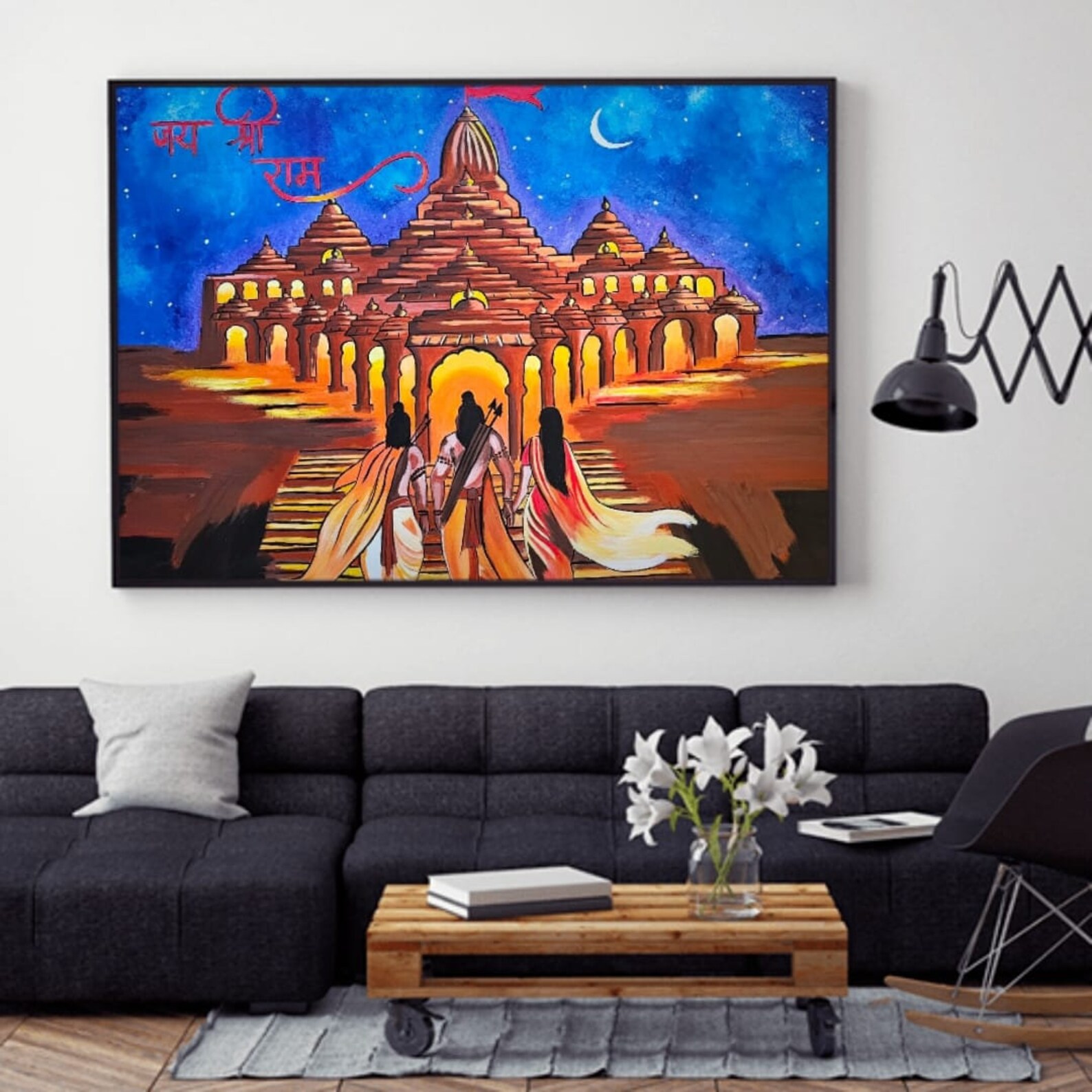 Ayodhya Shri Ram Mandir Painting on Canvas, Indian Art, Wall Home Decor ...