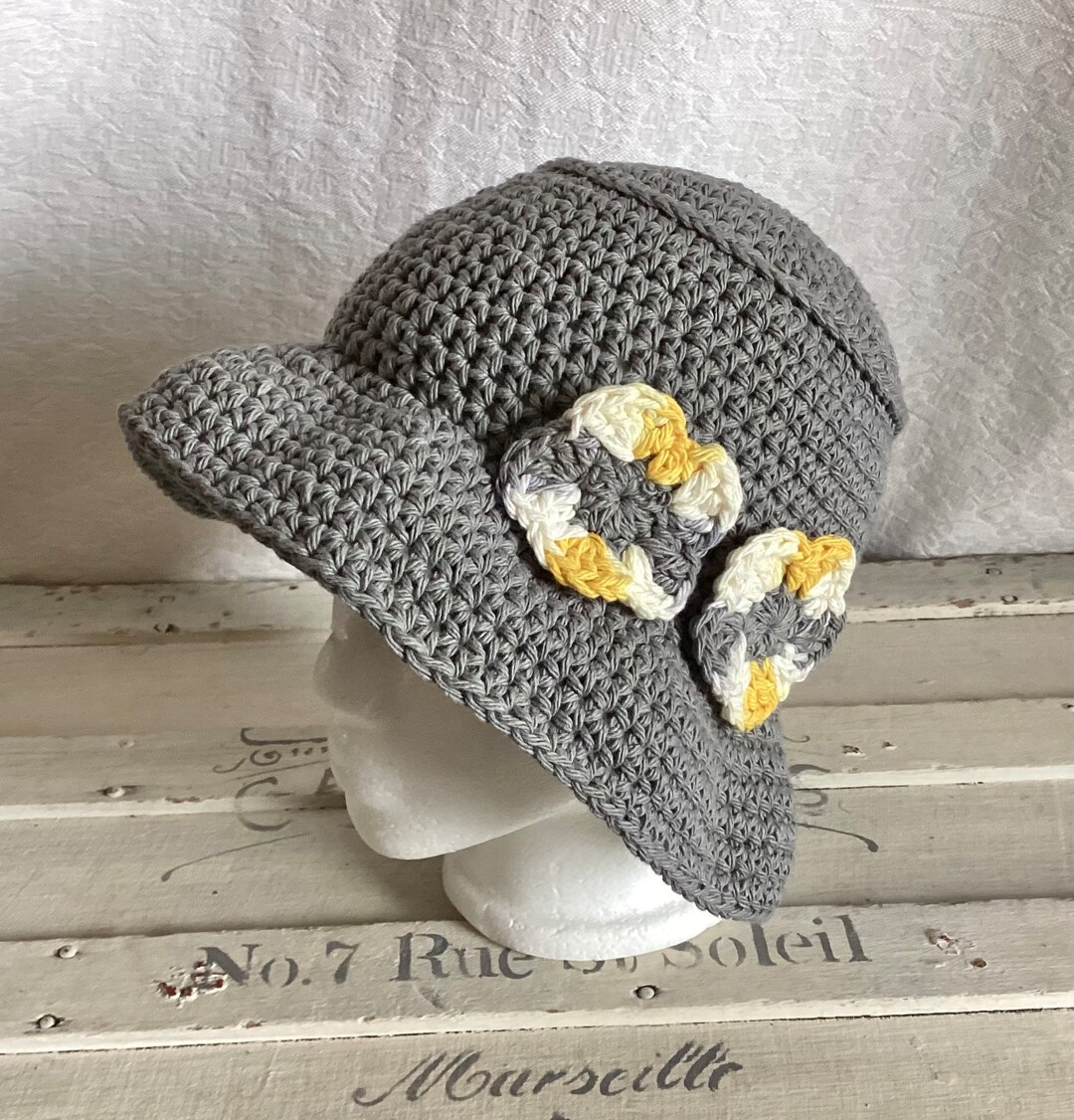 Crochet Cotton Bucket Hat, Crochet Sun Hat, Summer Hat, Sunflower Hat ...
