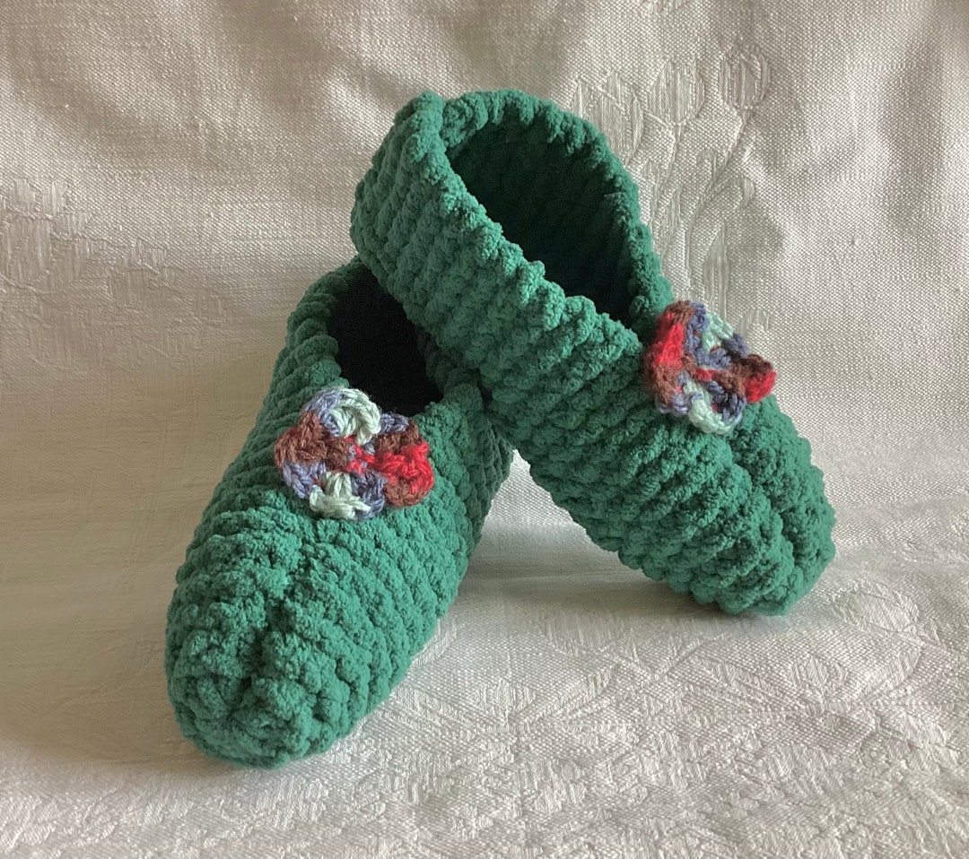 Hand Knit Slippers, Granny Slippers, Extra Thick, Vegan Slippers ...