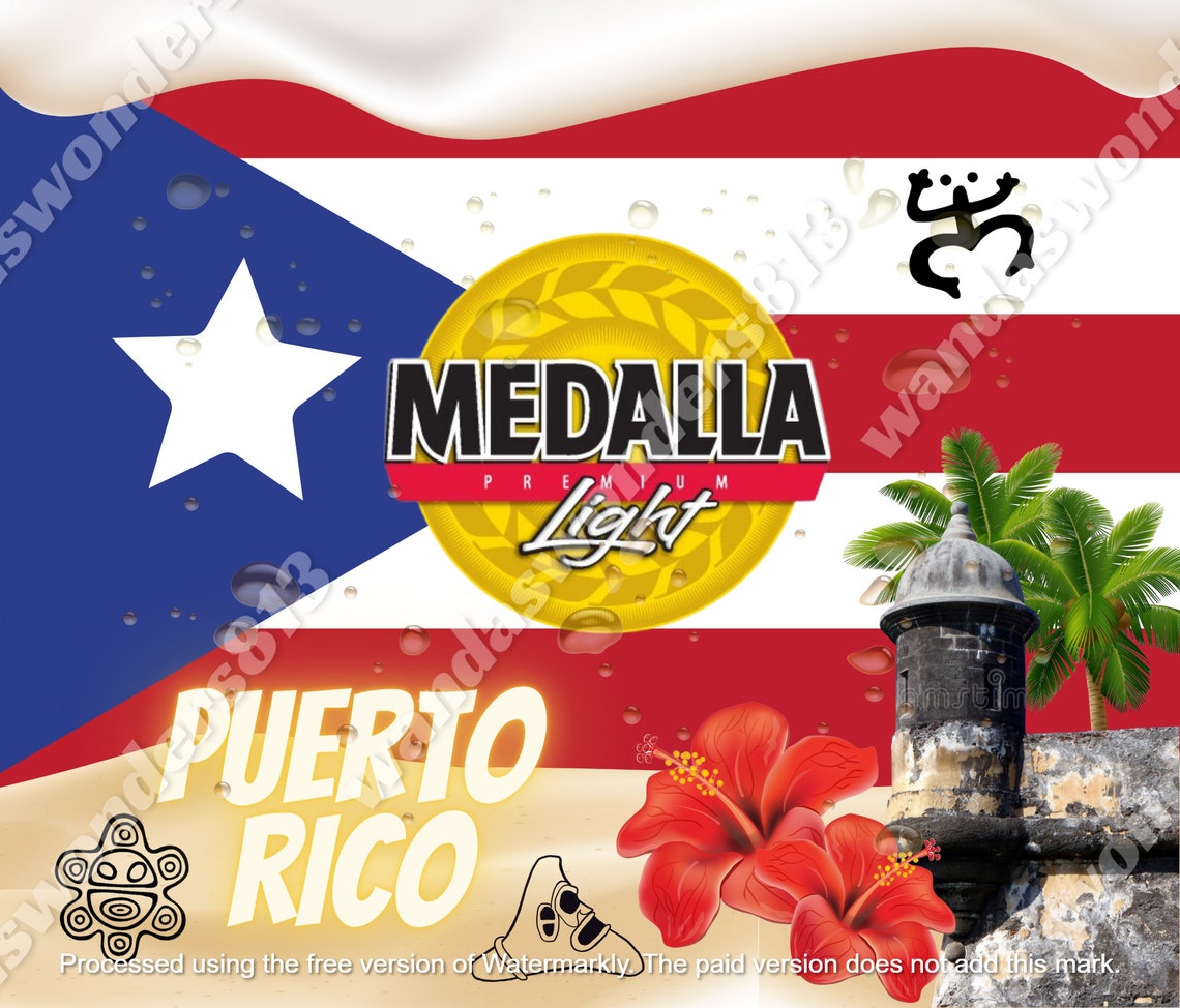 Puerto Rico Flag Medalla Beer-sublimation Tumbler Wrap-20 Oz PNG-2 ...