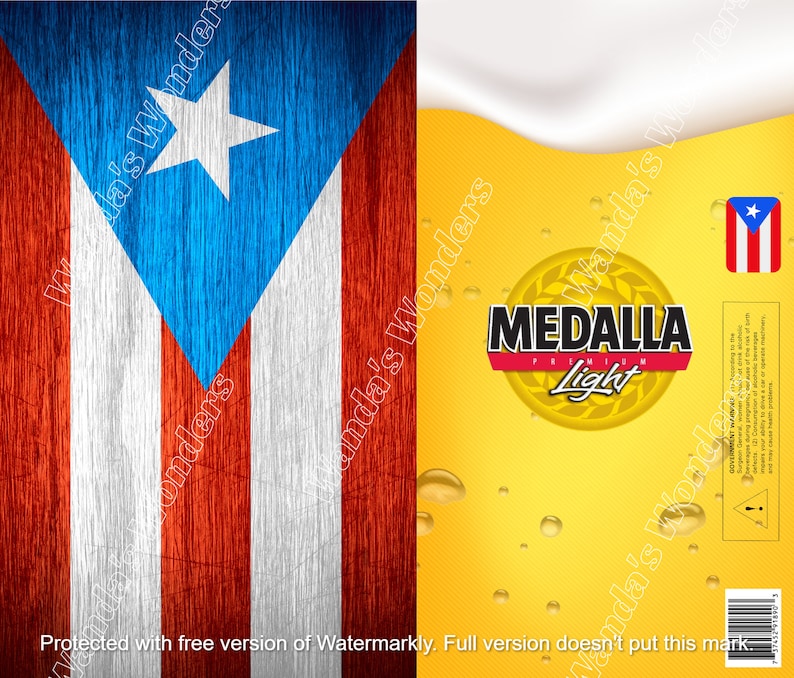Puerto Rico Medalla Light Tumbler Wrap-Sumblimación PNG - Etsy España