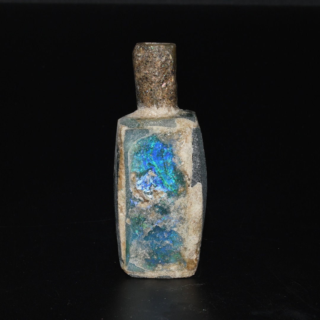 Authentic Ancient Roman Glass Bottle With Blue Iridescent - Etsy
