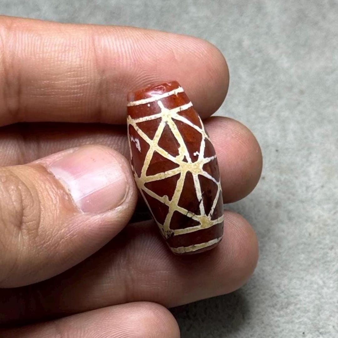 Authentic Ancient Near Eastern Sassanian Sassanid Etched Carnelian Bead ...