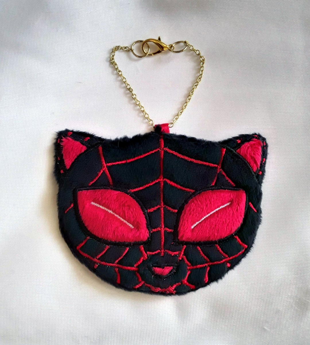 Meows Morales Spider-man / Spiderverse Embroidered Plush Keychain Charm ...