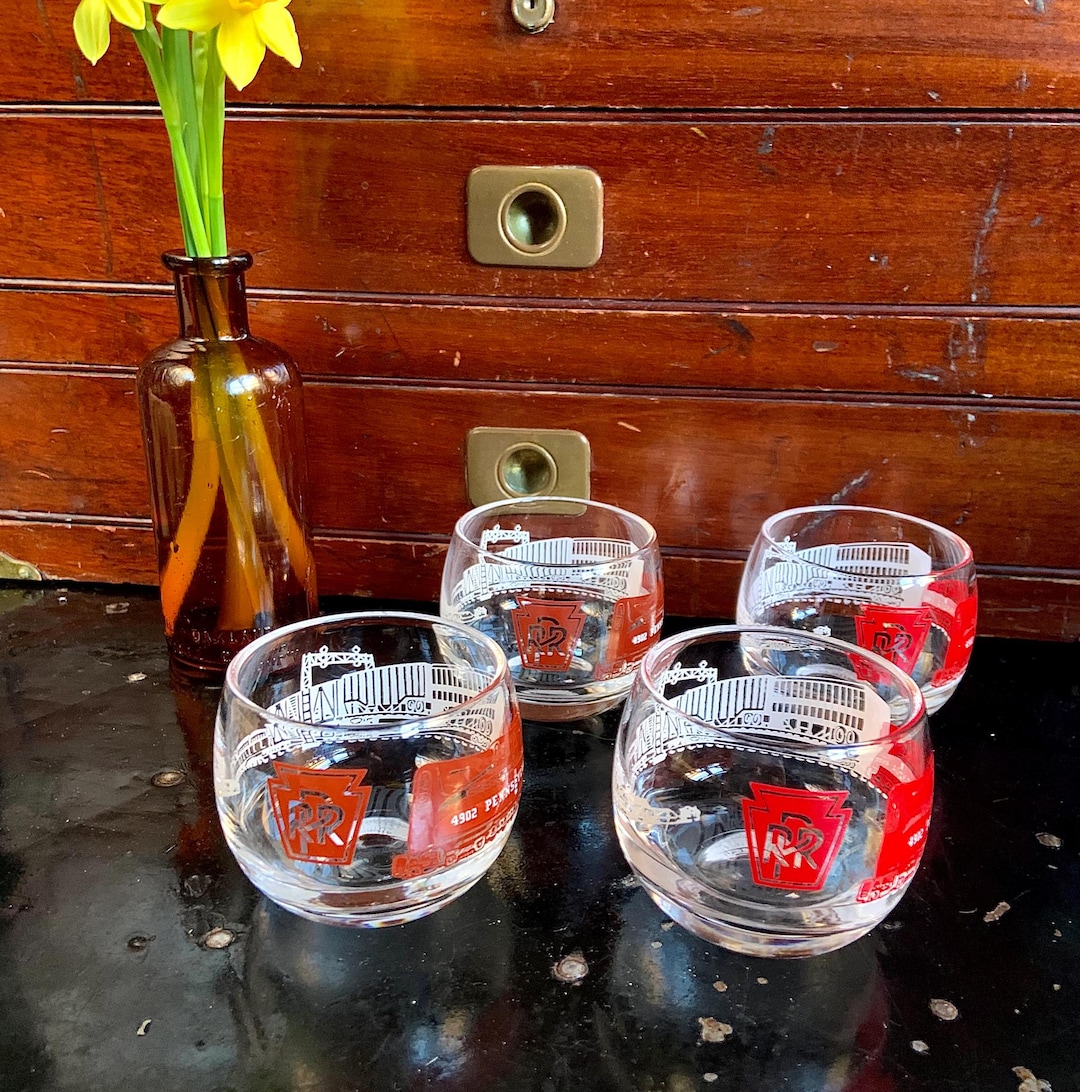 Set of 4 Vintage Pennsylvania Railroad Engine 4902 Tumbler Glasses - Etsy