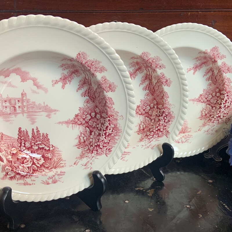 Red Transferware Plates - Etsy