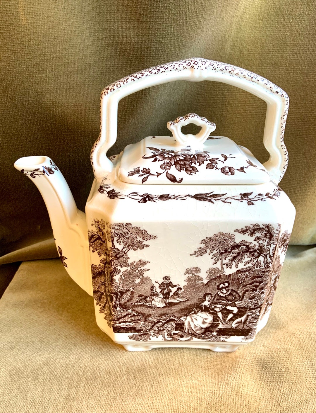 Rare Masons Brown Transferware Watteau Ironstone Teapot - Etsy