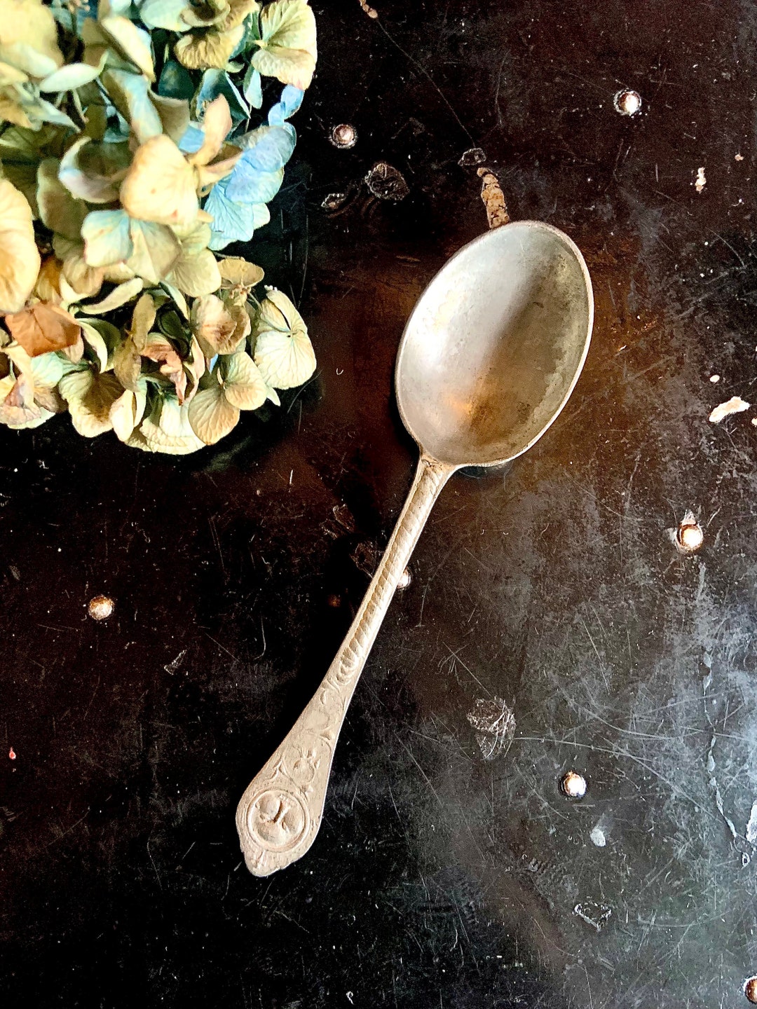 Vintage Reproduction of 18th Century Pewter Spoon With Face Motif - Etsy