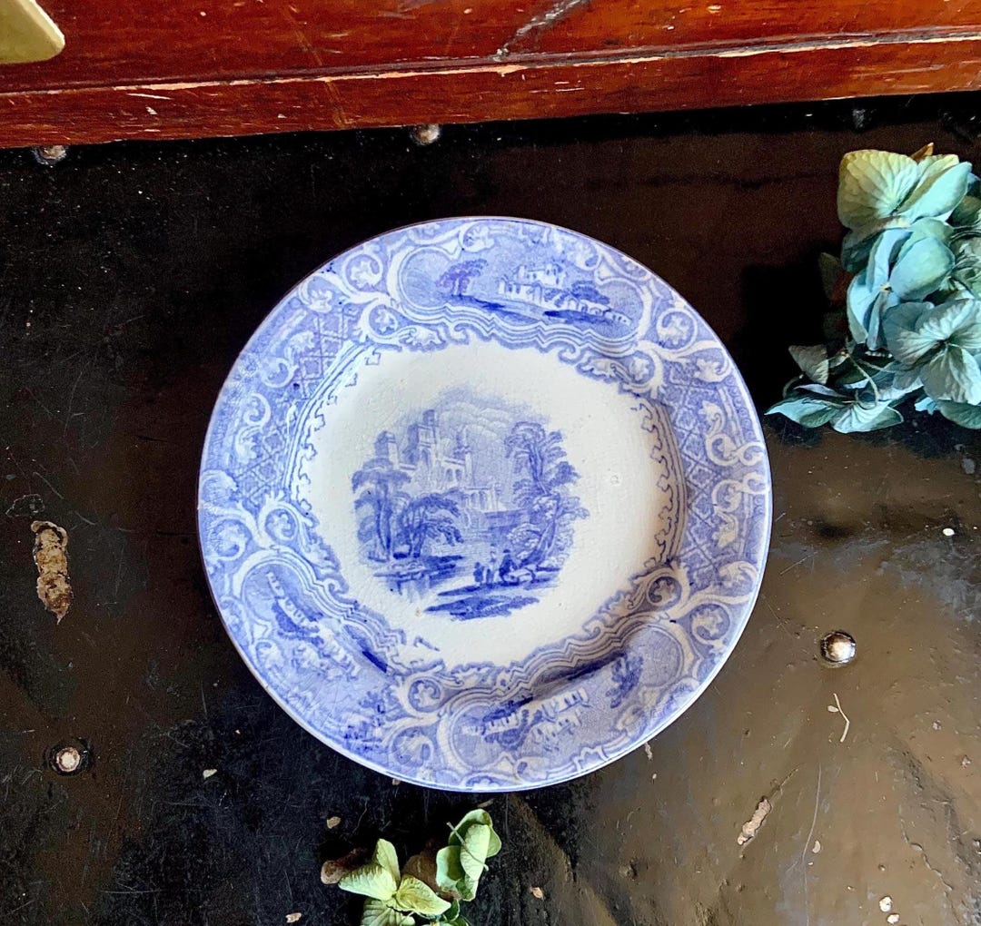 Antique E. Challinor “priory” Blue and White 4.5” Plate - Etsy