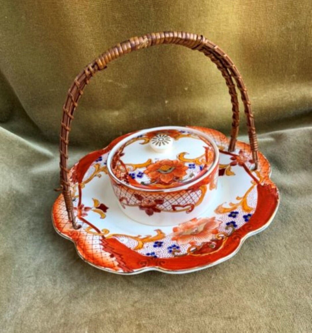 Vintage Tashiro Shoten Platter With Bamboo Handle and Matching Small ...