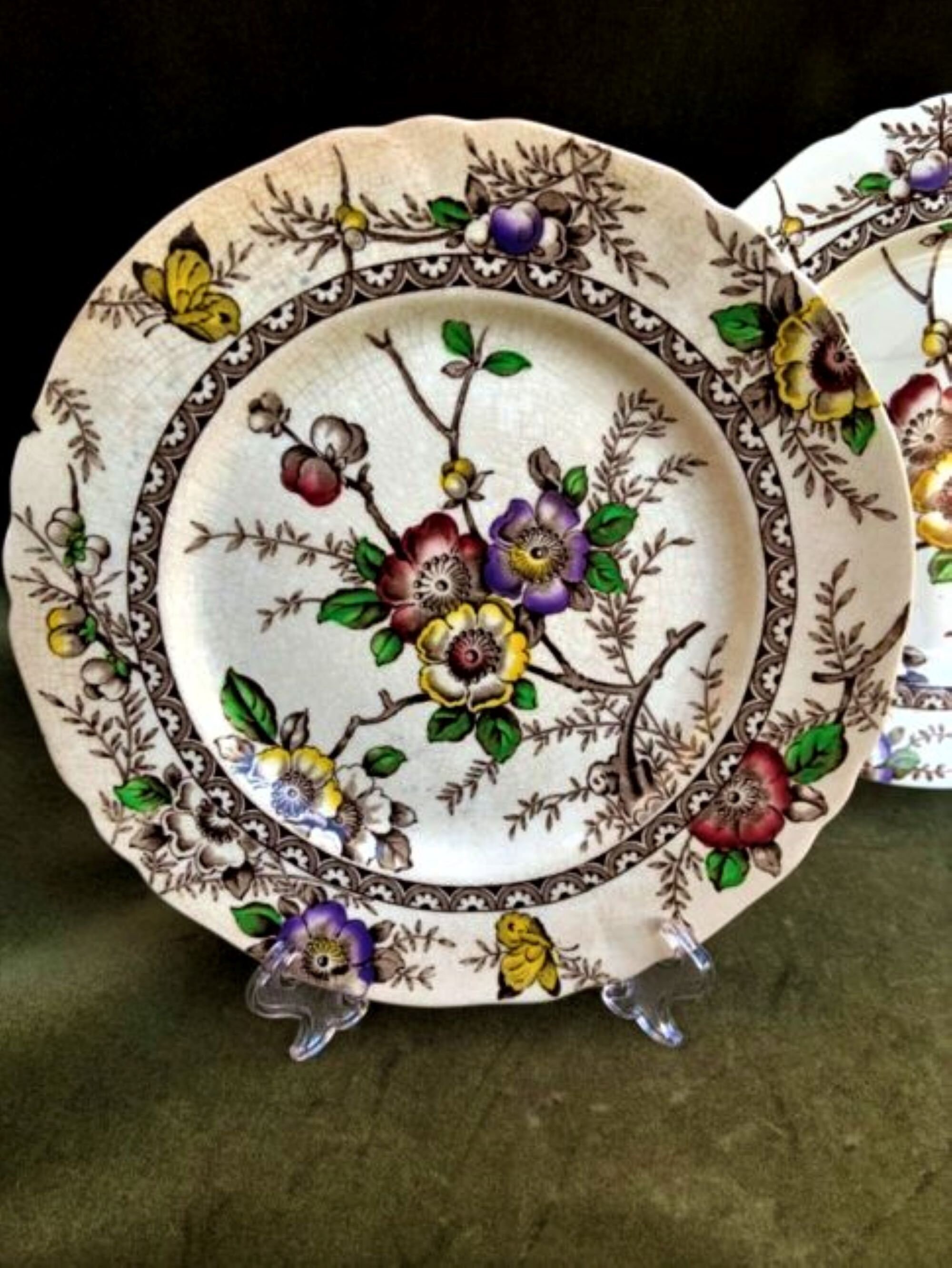 Set of Two Antique Alfred Meakin Medway Decor Brown/multicolor | Etsy