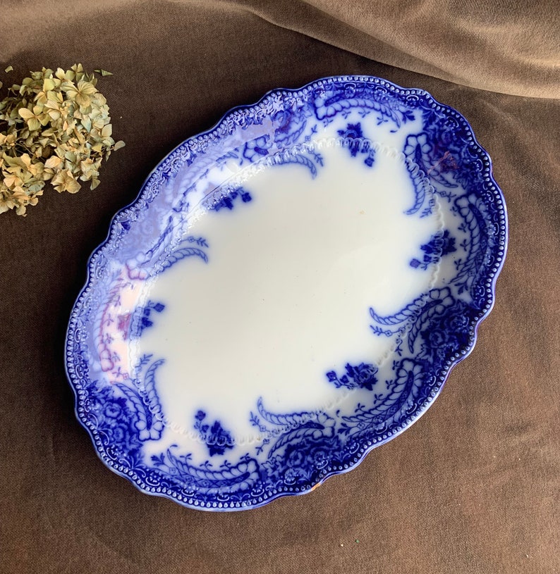 Antique W. H. Grindley Flow Blue Ashburton 14 Serving Platter - Etsy