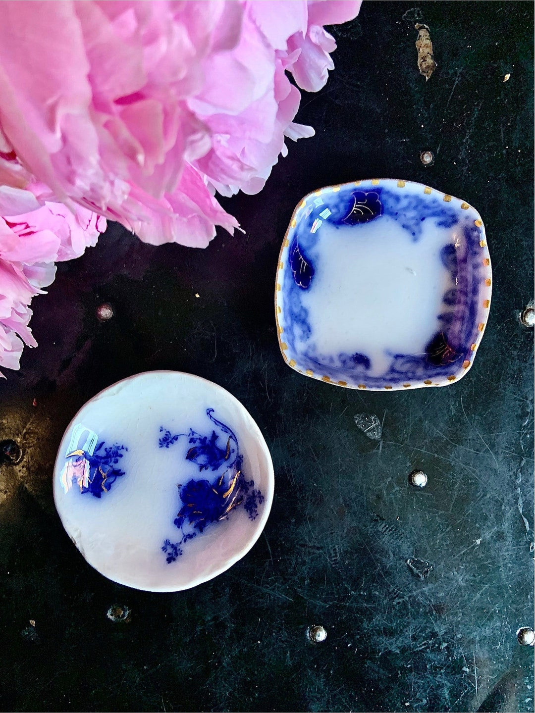 Set of 2 Antique Flow Blue Butter Pats - Etsy