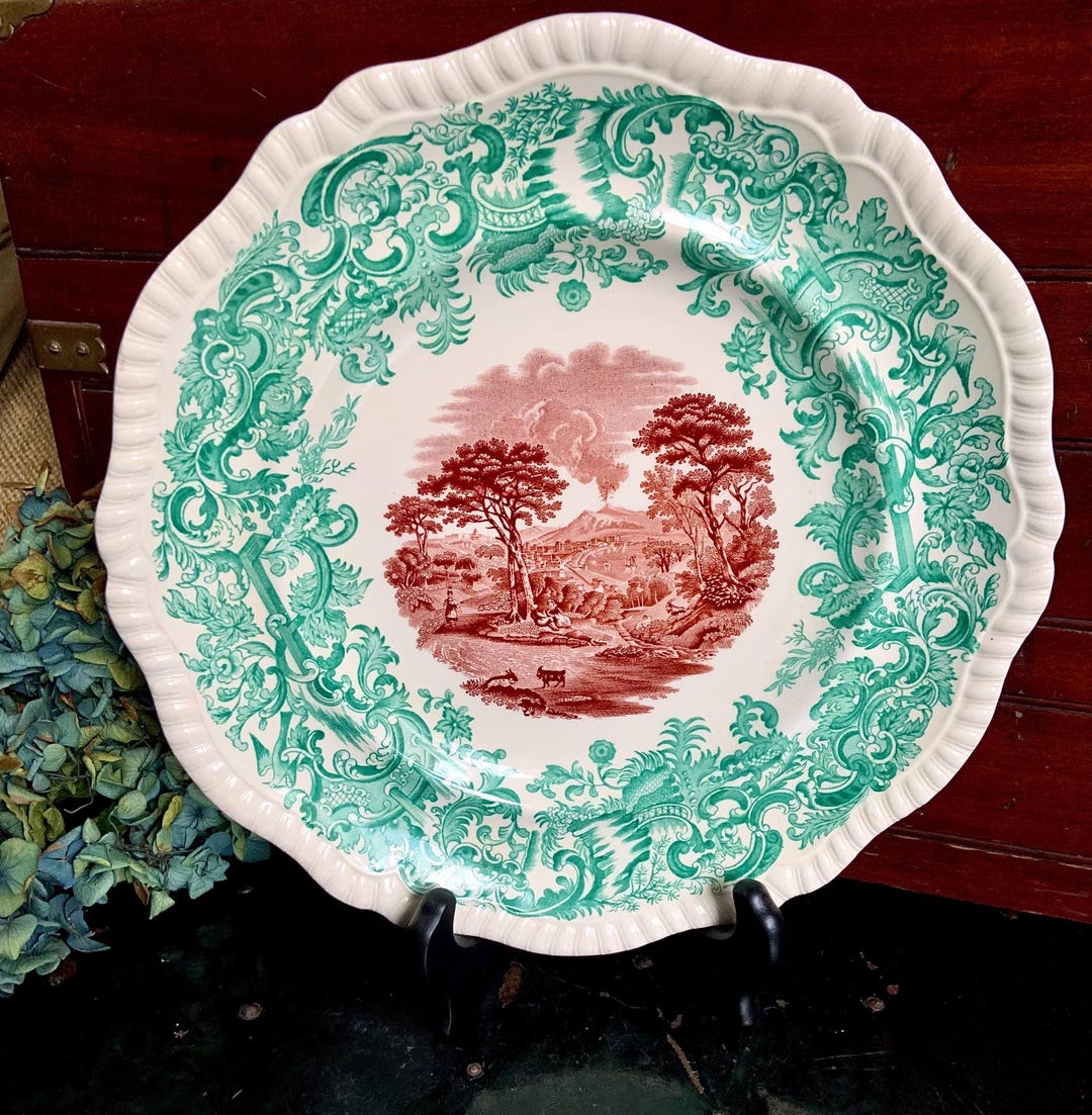 Rare Copeland Spode Beverly Red and Green Transferware Dinner Plate - Etsy