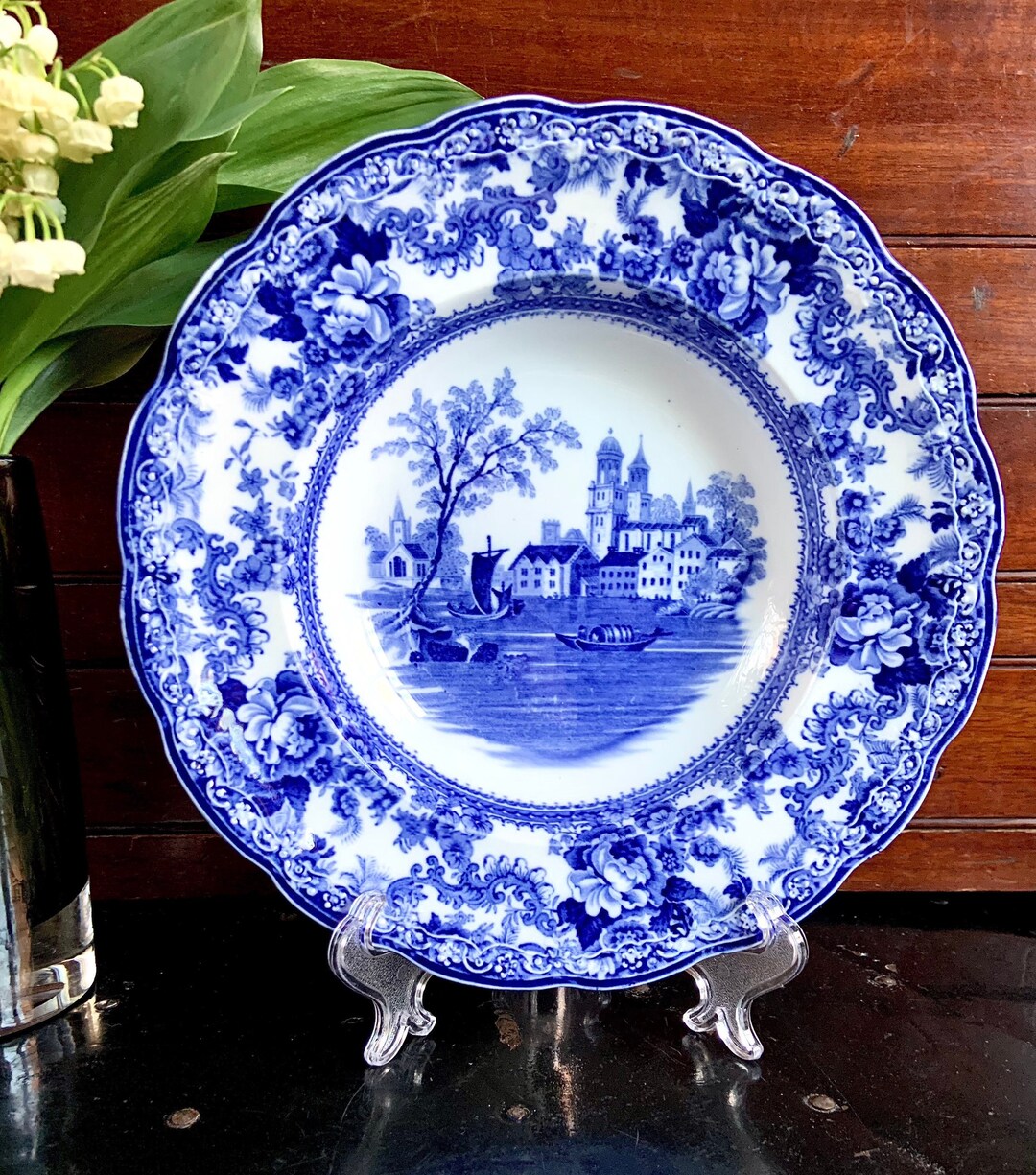 Antique F. Winkle Togo Flow Blue Rim Soup Bowl With Scalloped Edges - Etsy