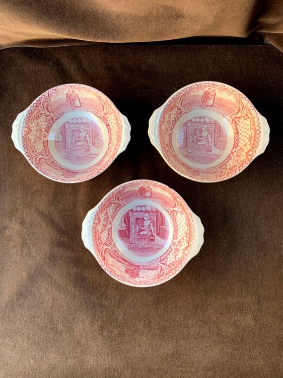 Set of 3 Vintage Colonial Times by Crown Ducal Pink | Etsy