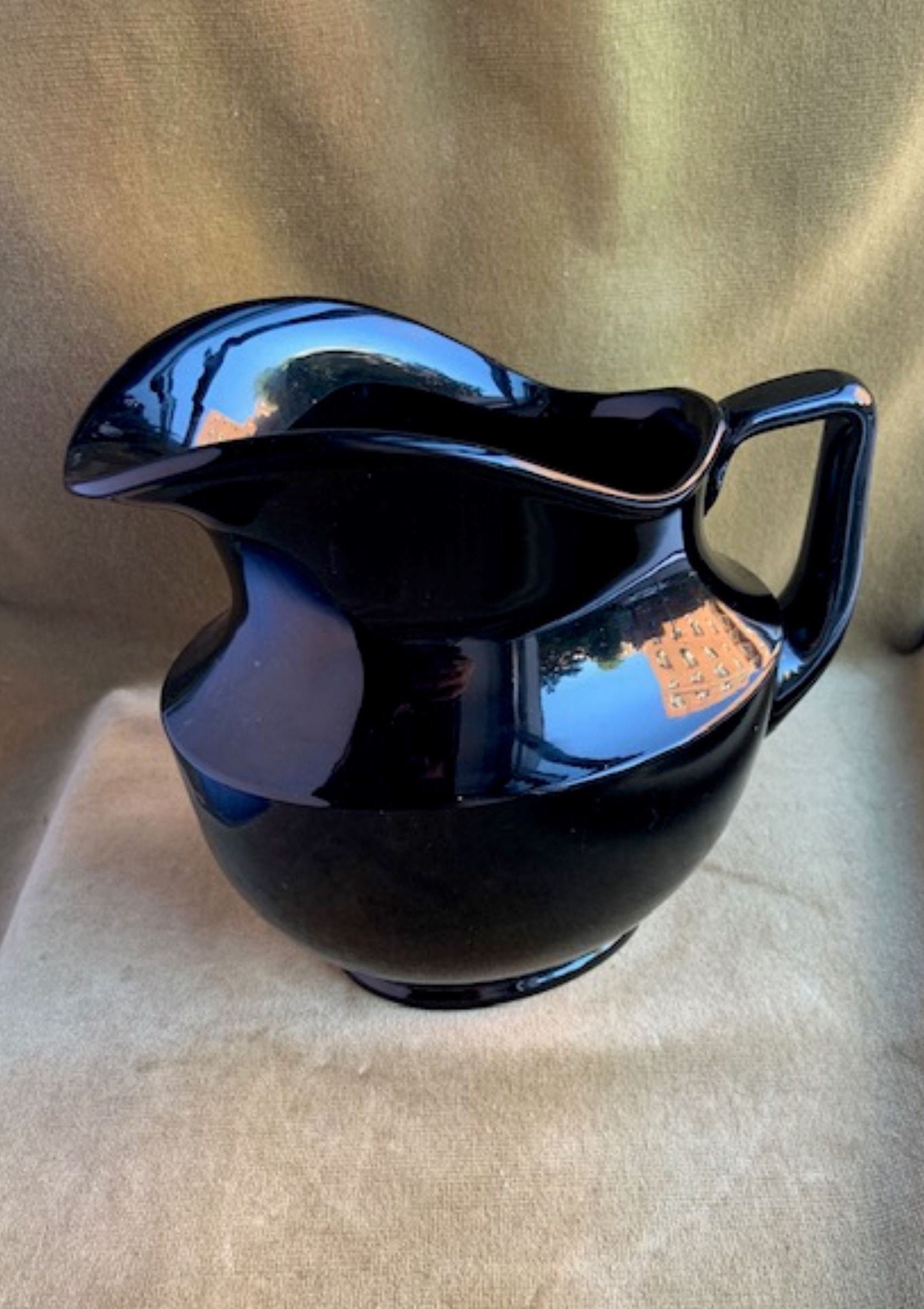 Vintage Large Black Glass Pitcher Unmarked - Etsy UK