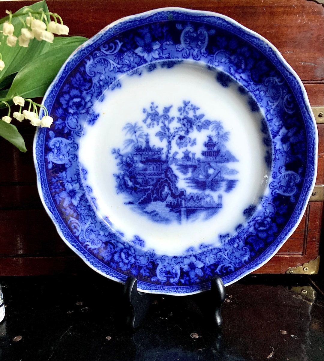 Antique Wade & Co. Staffordshire Flow Blue Shanghai Luncheon Plate ...