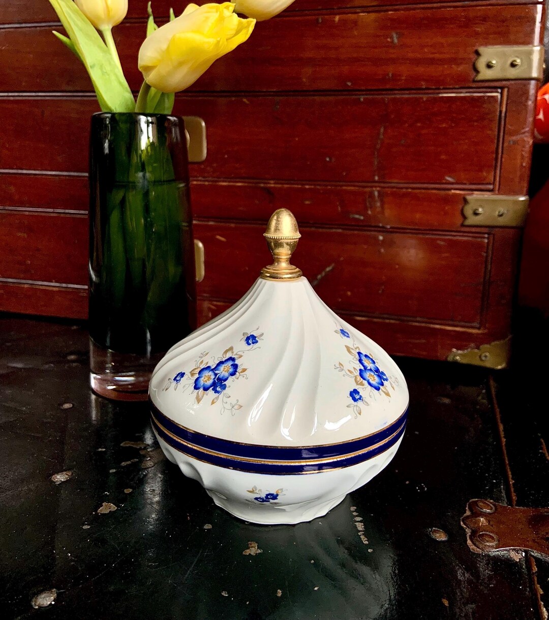 Vintage Hand Painted Blue and White Candy Dish for Perugina by Aurora ...