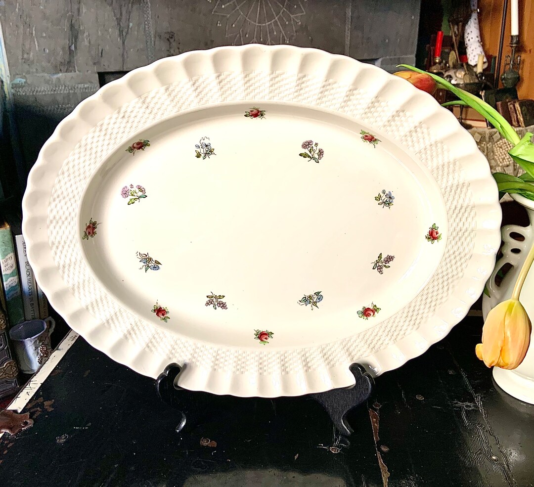 Antique Copeland Spode Chelsea Wicker With Flower Sprigs 17” Oval ...