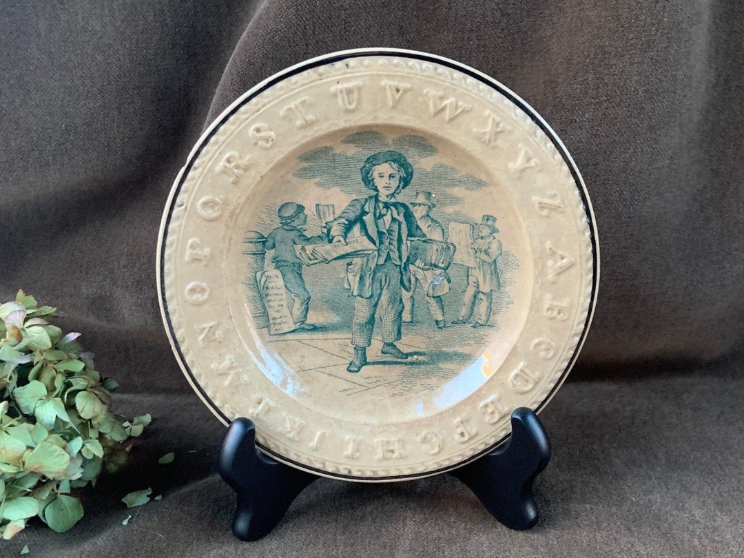 Newspaper Boy 6” Child’s ABC Plate - Chipped - Etsy