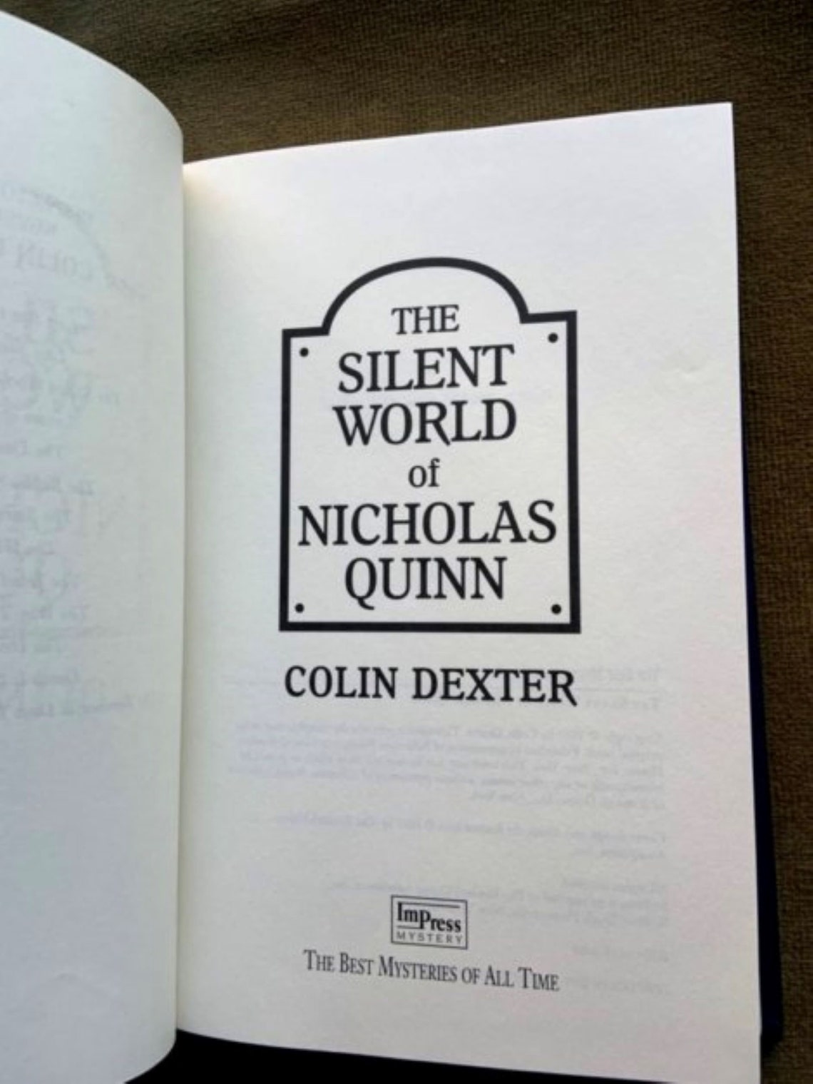 Vintage The Silent World of Nicholas Quinn by Colin Dexter | Etsy