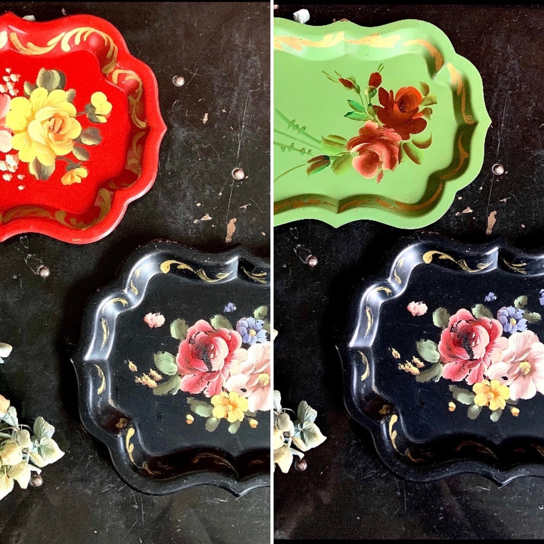 Selection of Small Vintage Floral Trays With Scalloped Edges - Etsy