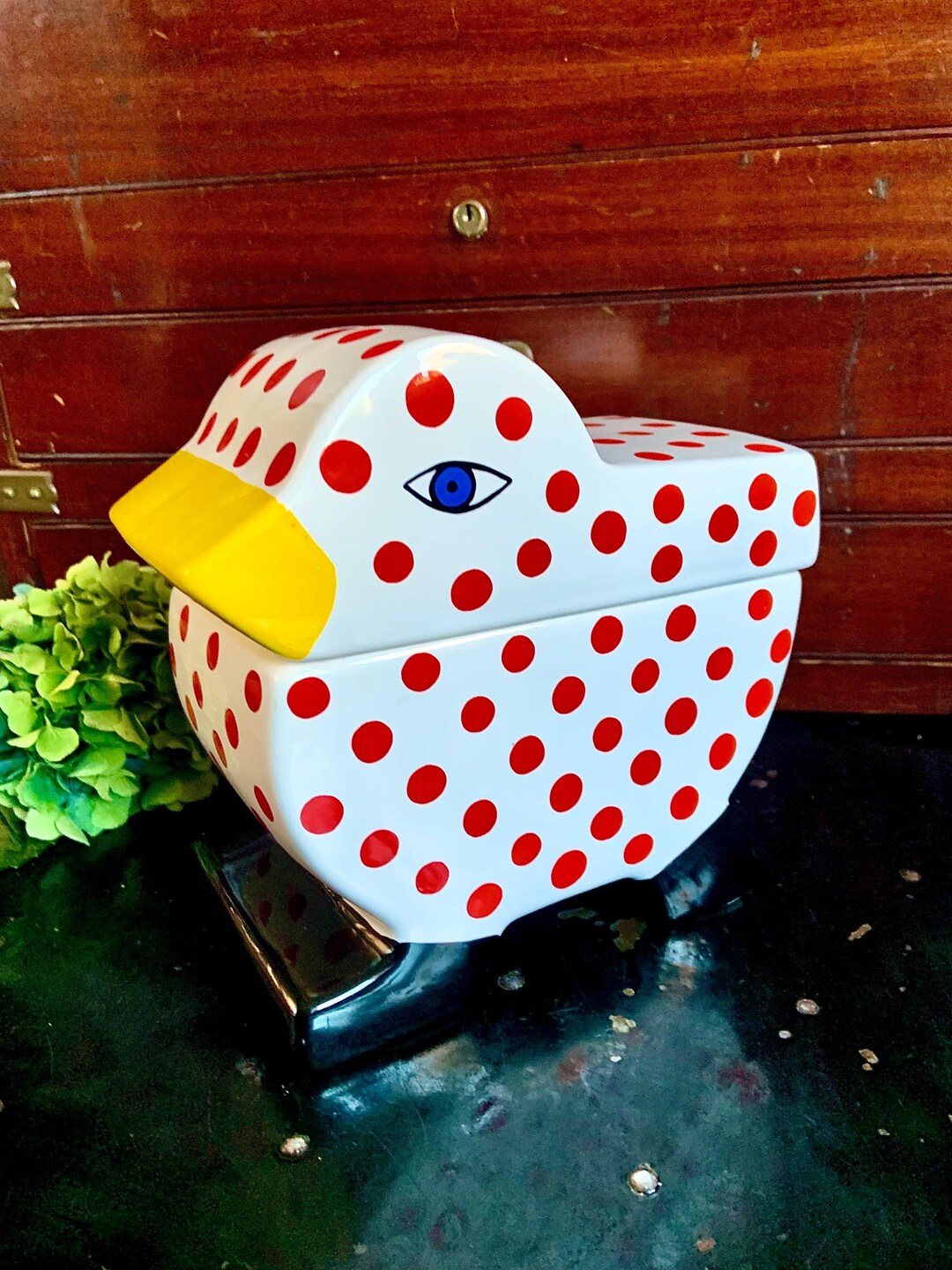 Vintage Annee Goodchild Pottery Porta Portugal Lidded Polka Dot Chicken ...