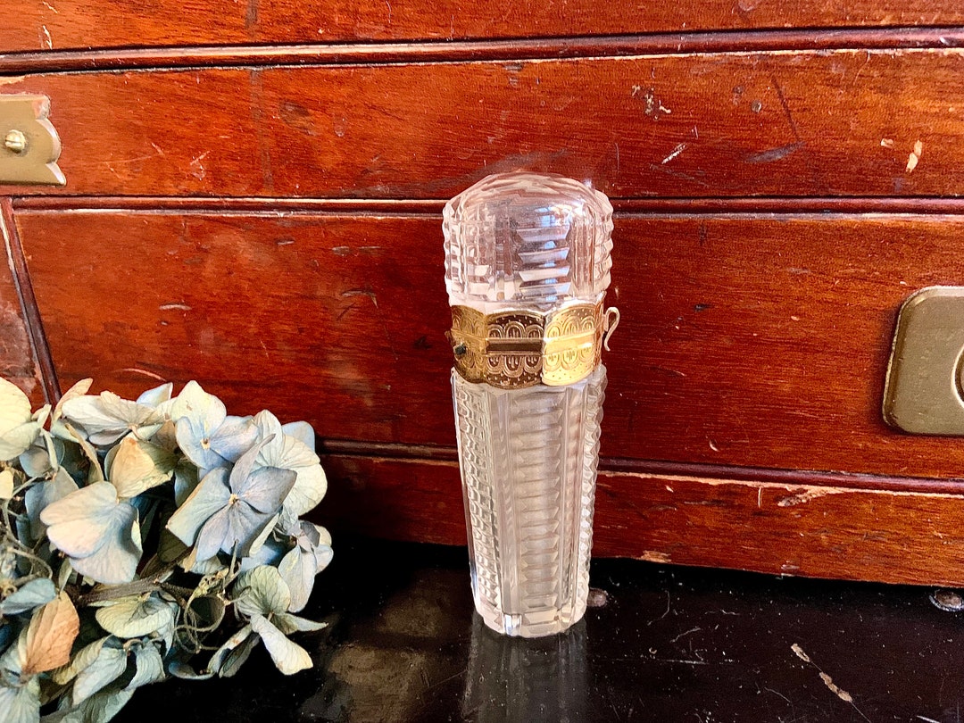 Rare Victorian Gold and Crystal Perfume Bottle With Oak Leaf Hallmark ...