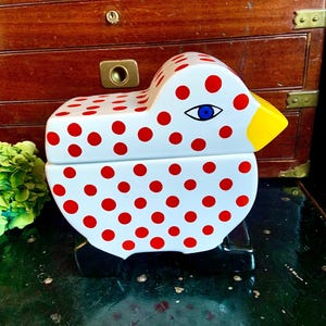 Vintage Annee Goodchild Pottery Porta Portugal Lidded Polka Dot Chicken ...