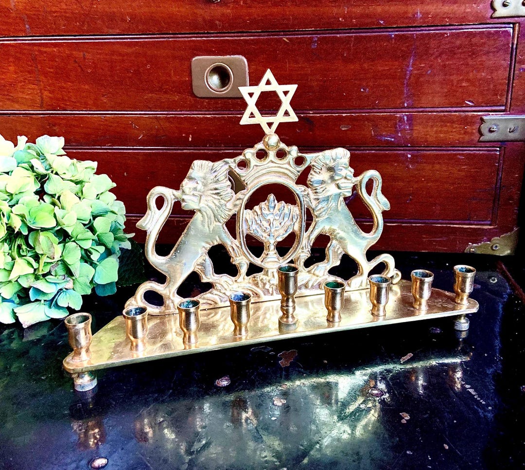 Antique Brass Bench Style Hanukkah Menorah - Etsy