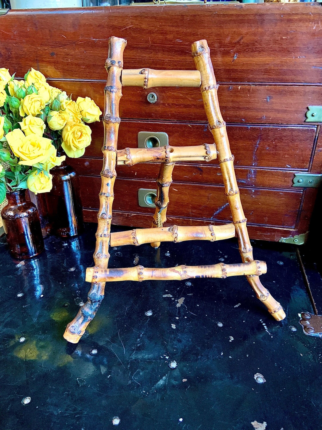 Vintage Bamboo Table Top Easel Stand/art, Plate, Picture Display - Etsy