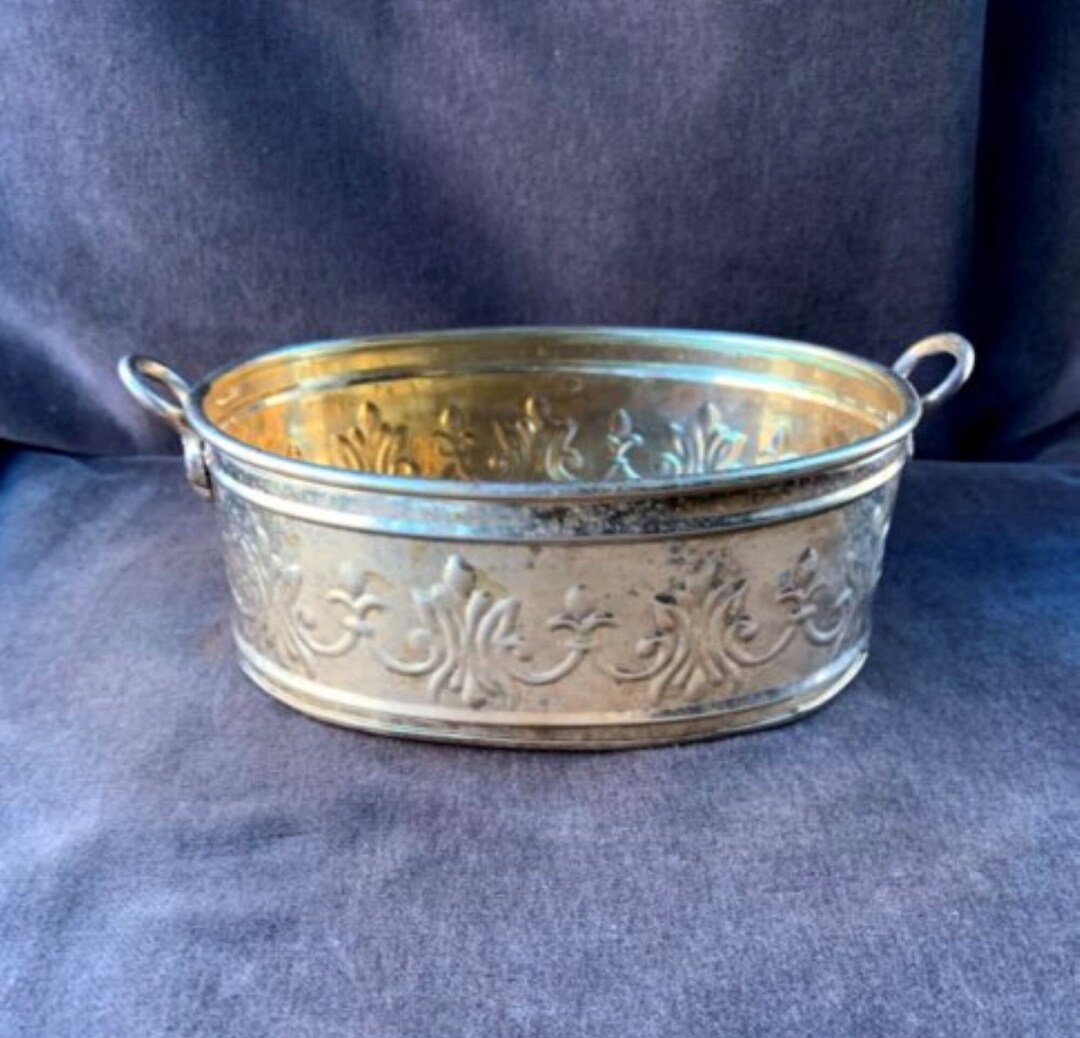 Vintage Embossed Oval Copper Pot With Handles - Etsy