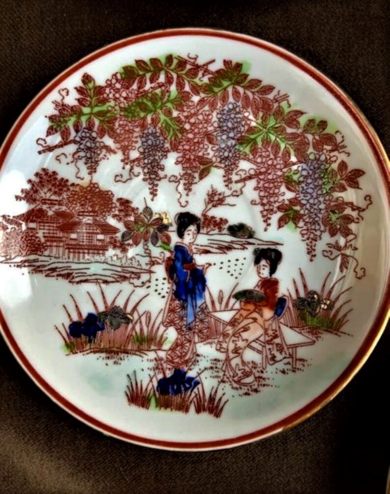 Set of 4 Vintage Japanese Kutani Geisha Small Plates - Etsy