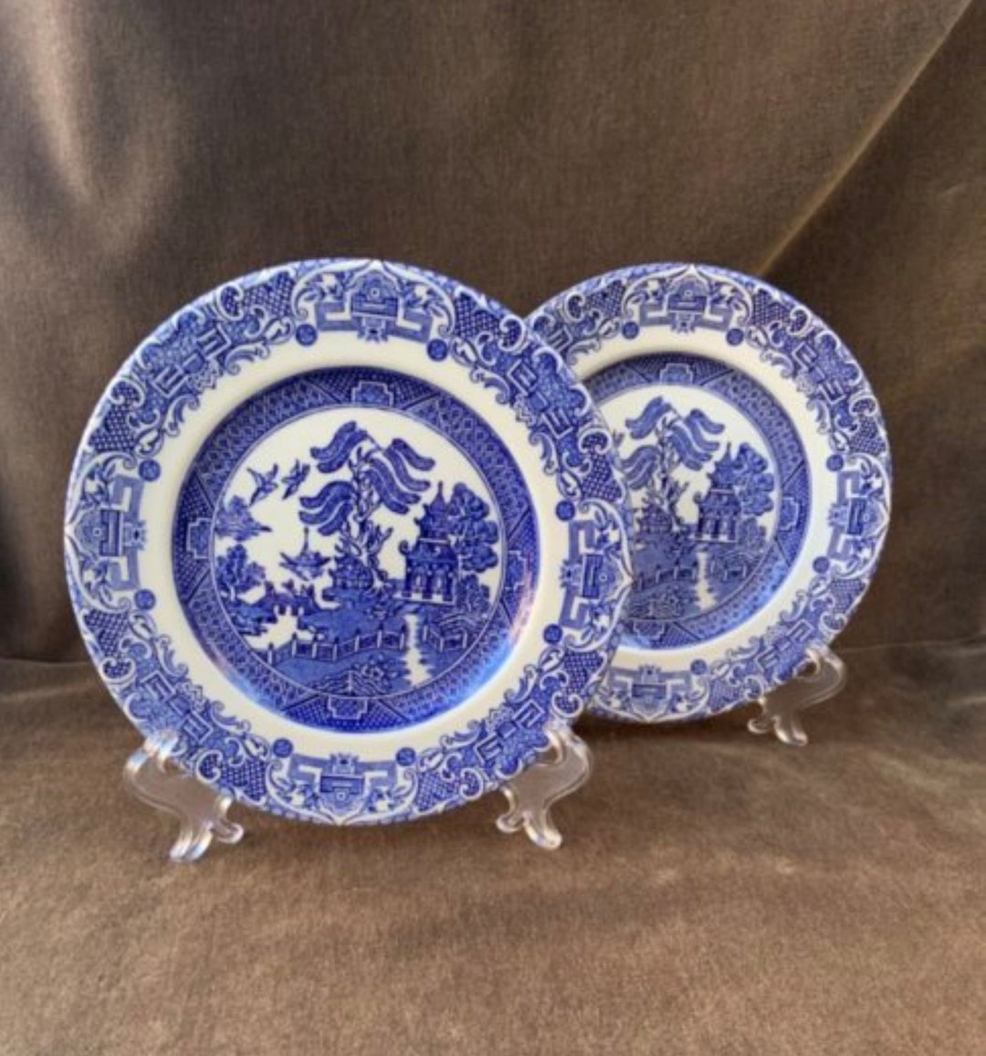 Set of Two Vintage EIT England Blue Willow Ironstone Salad Plates - Etsy