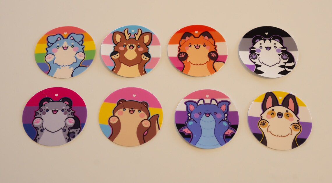 Cute furry animal pride stickers | Etsy
