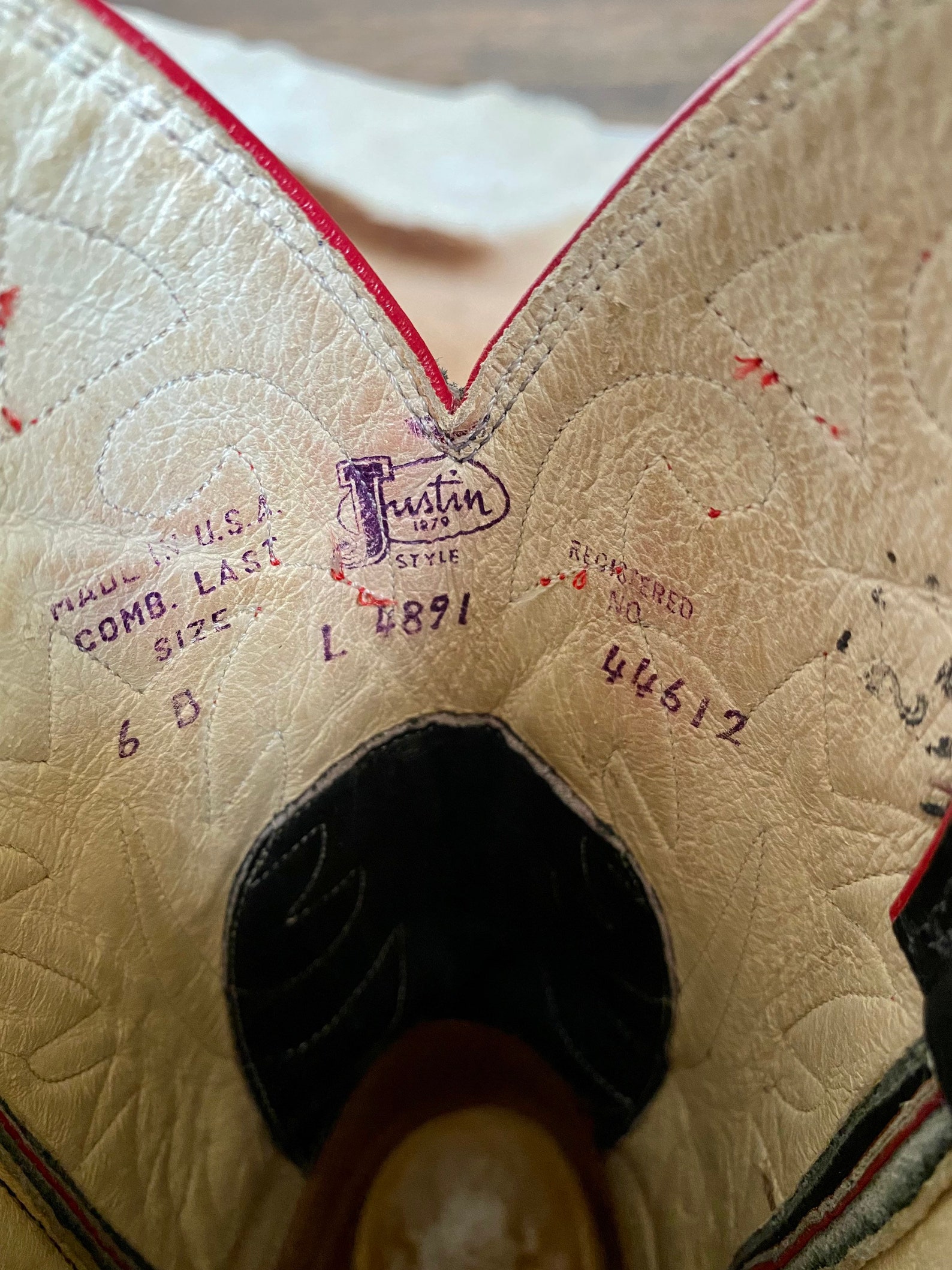 Vintage Western Justin Brand Boots Black, Red & White Inlay Womens 6 B ...