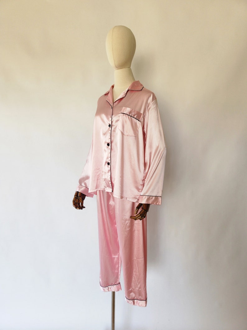 Pink Satin Top and Pant Pajama Set - Women's Sleepwear, US Size Medium ...