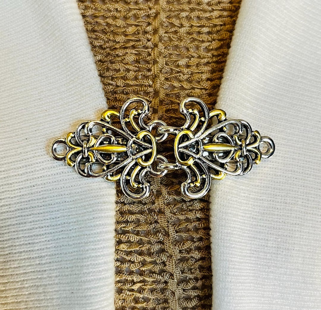 Gold Silver Floral Celtic Cardigan Clasp Sweater Clip Flower Kimono ...