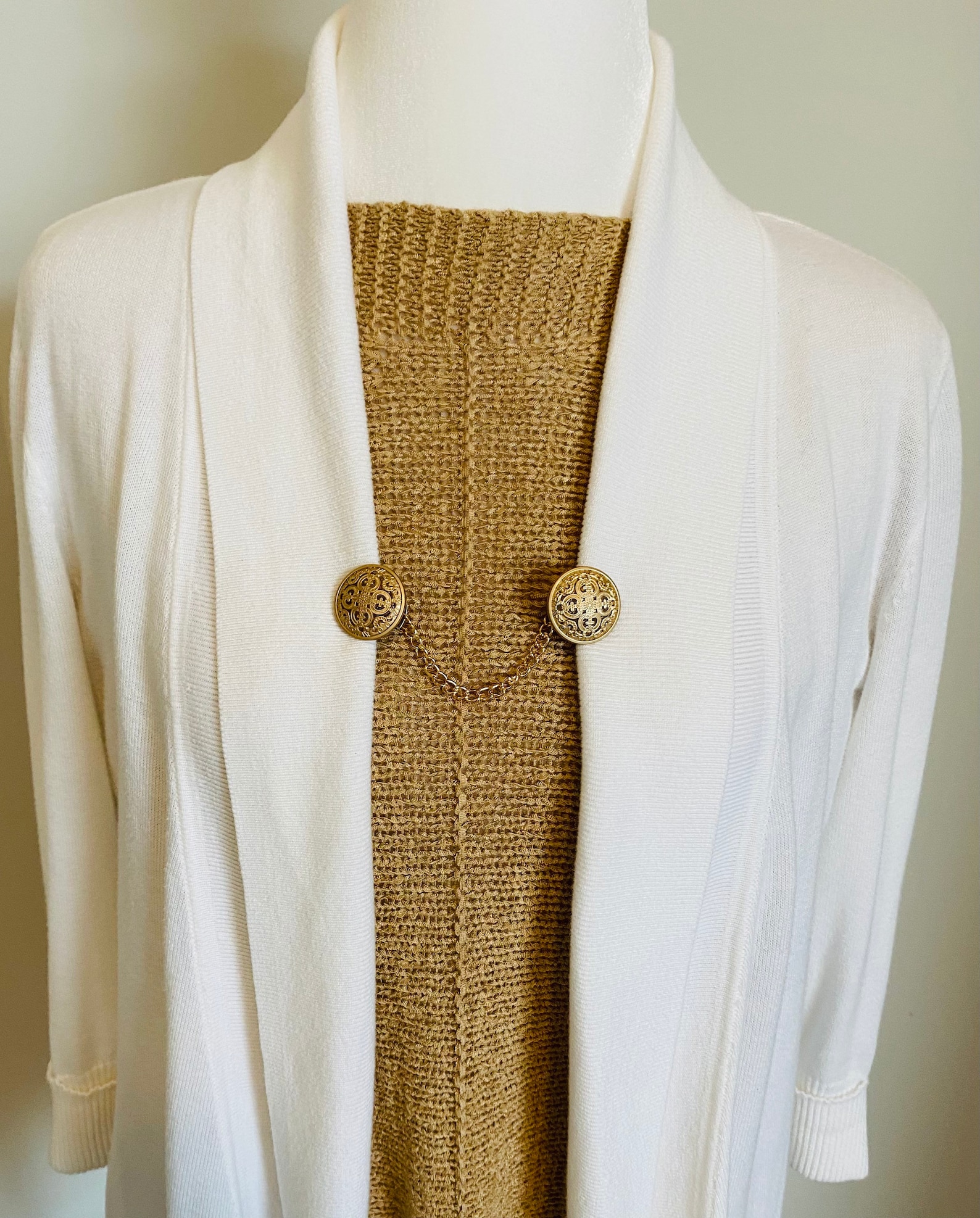 Sweater Clips Flat Gold Chain Sweater Clip Cardigan Clasp - Etsy