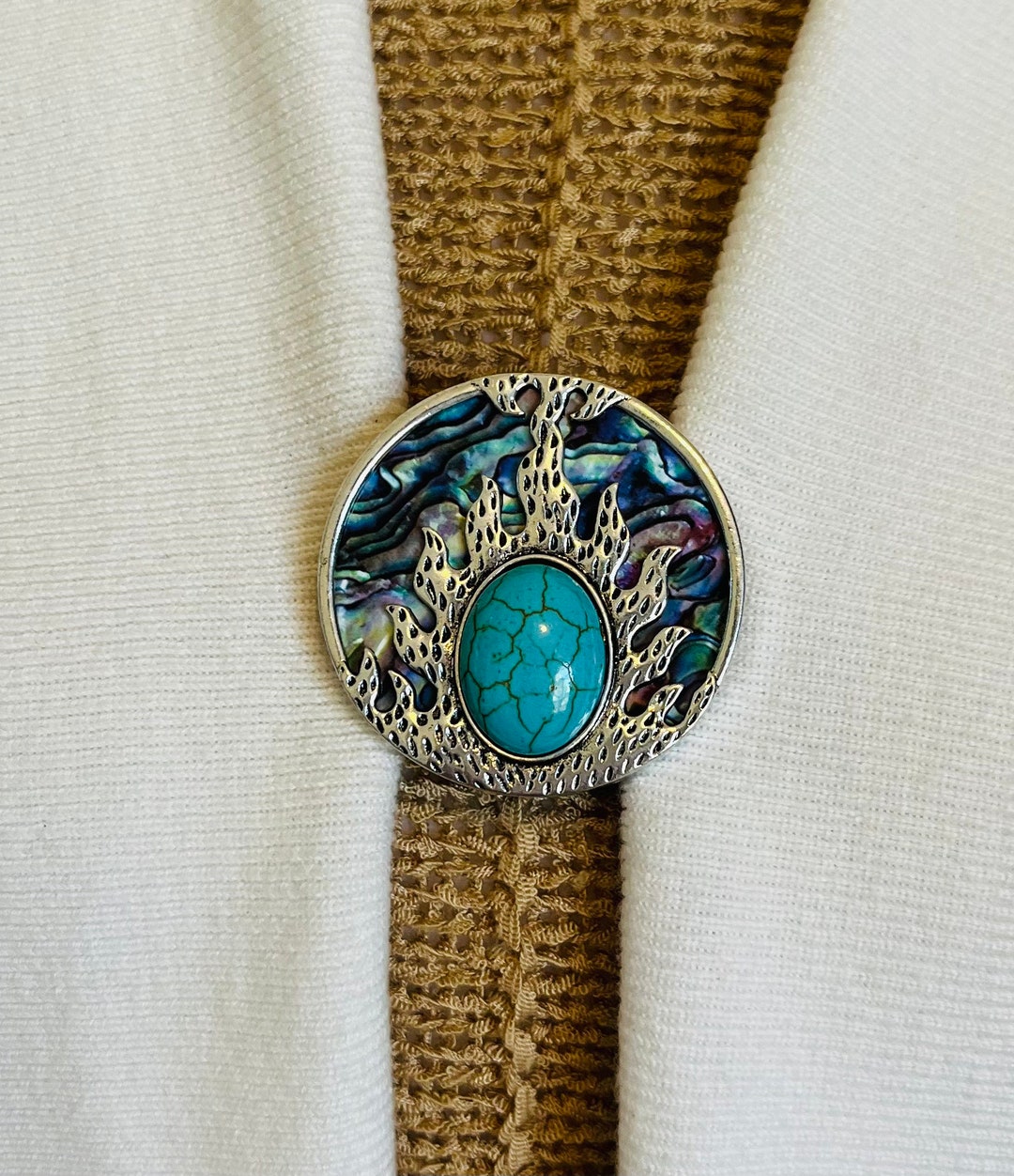 Sweater Clips Abalone Turquoise Shawl Fastener Silver Sweater Clip ...