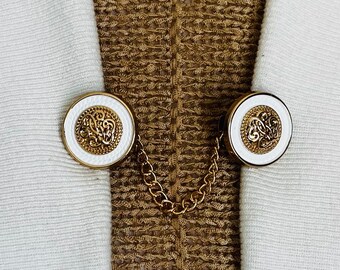 Sweater Clips Flat Gold Chain Sweater Clip Cardigan Clasp Celtic Kimono ...