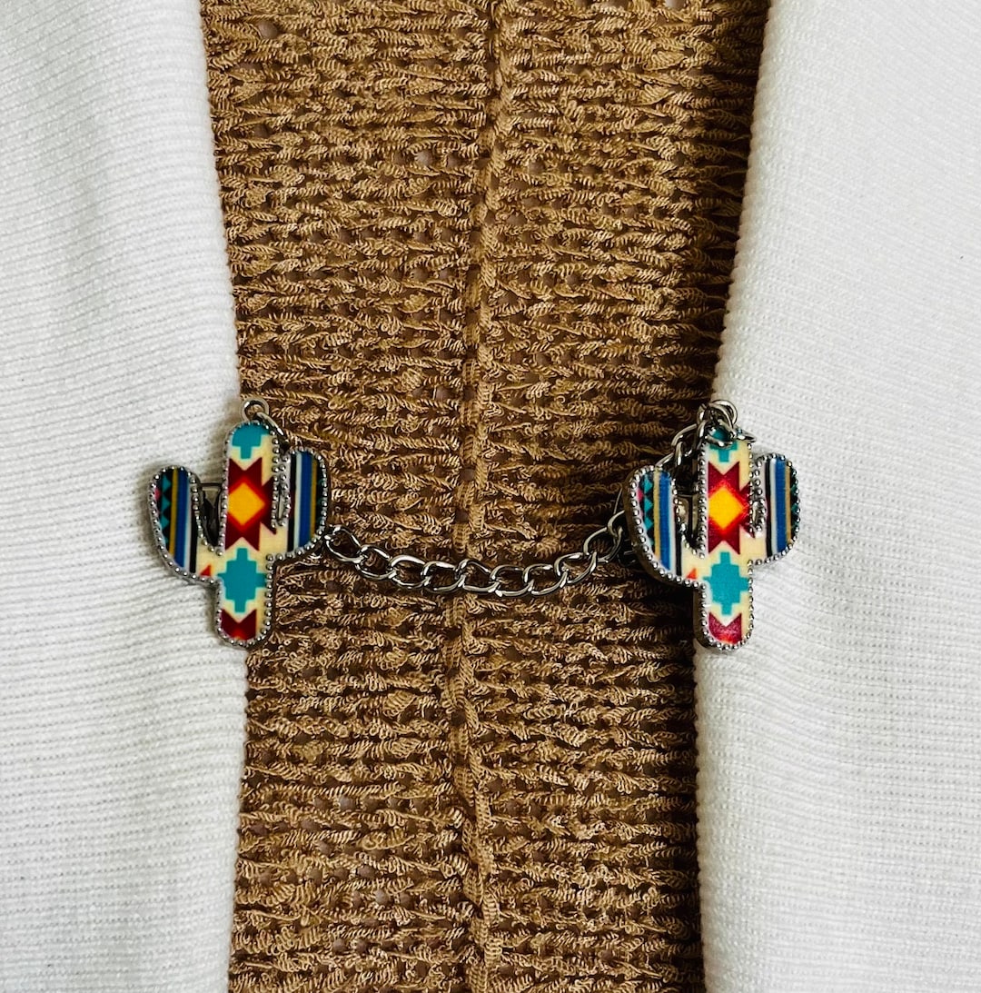 Sweater Clips Southwestern Cactus Sweater Clip Chain With Clips Dress ...