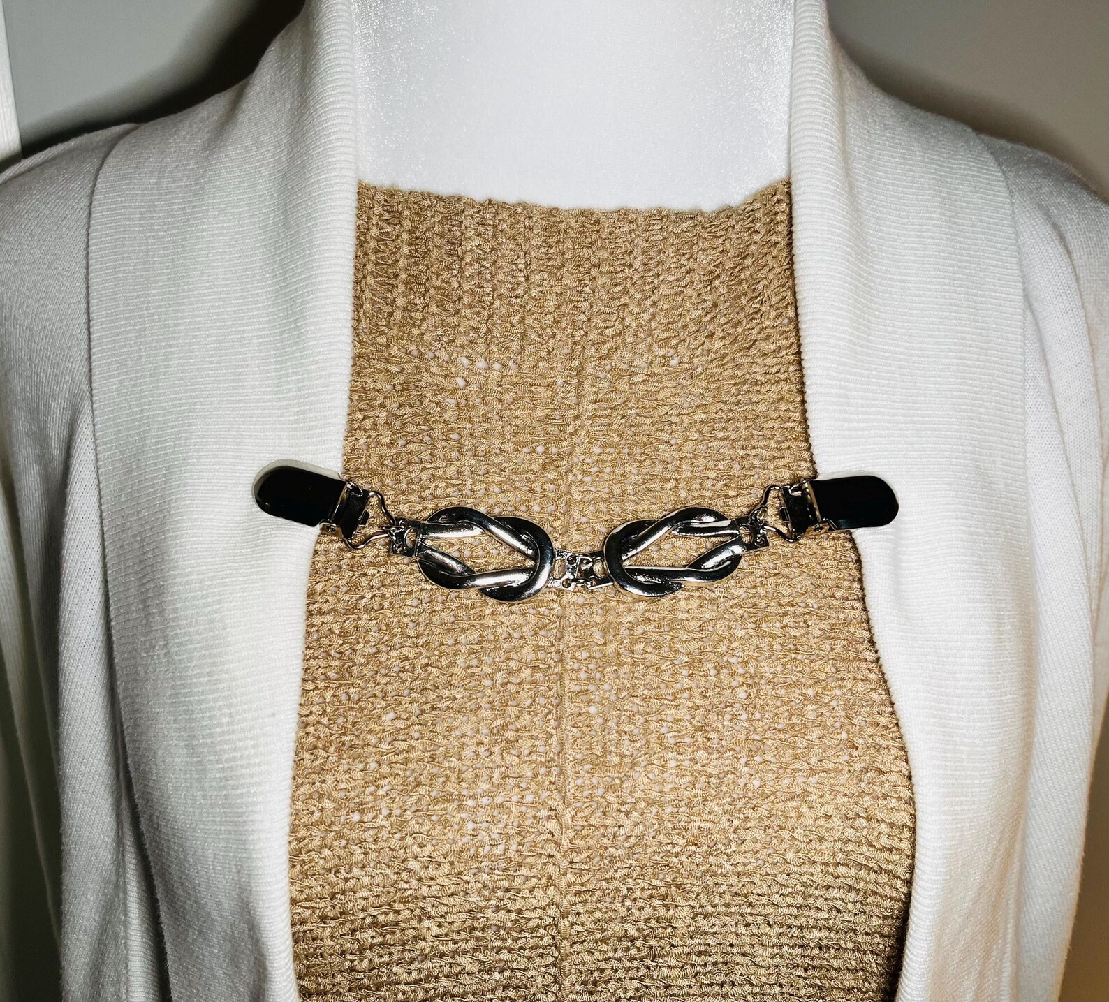 Dress Clips Silver Knot Waist Clip Cardigan Clip Floral Sweater Clip ...