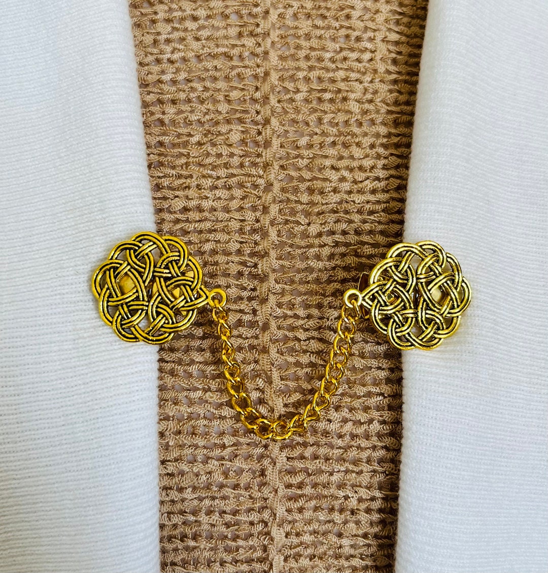 Sweater Clips Gold Chain Knot Sweater Clip Cardigan Clip Kimono Clasps ...